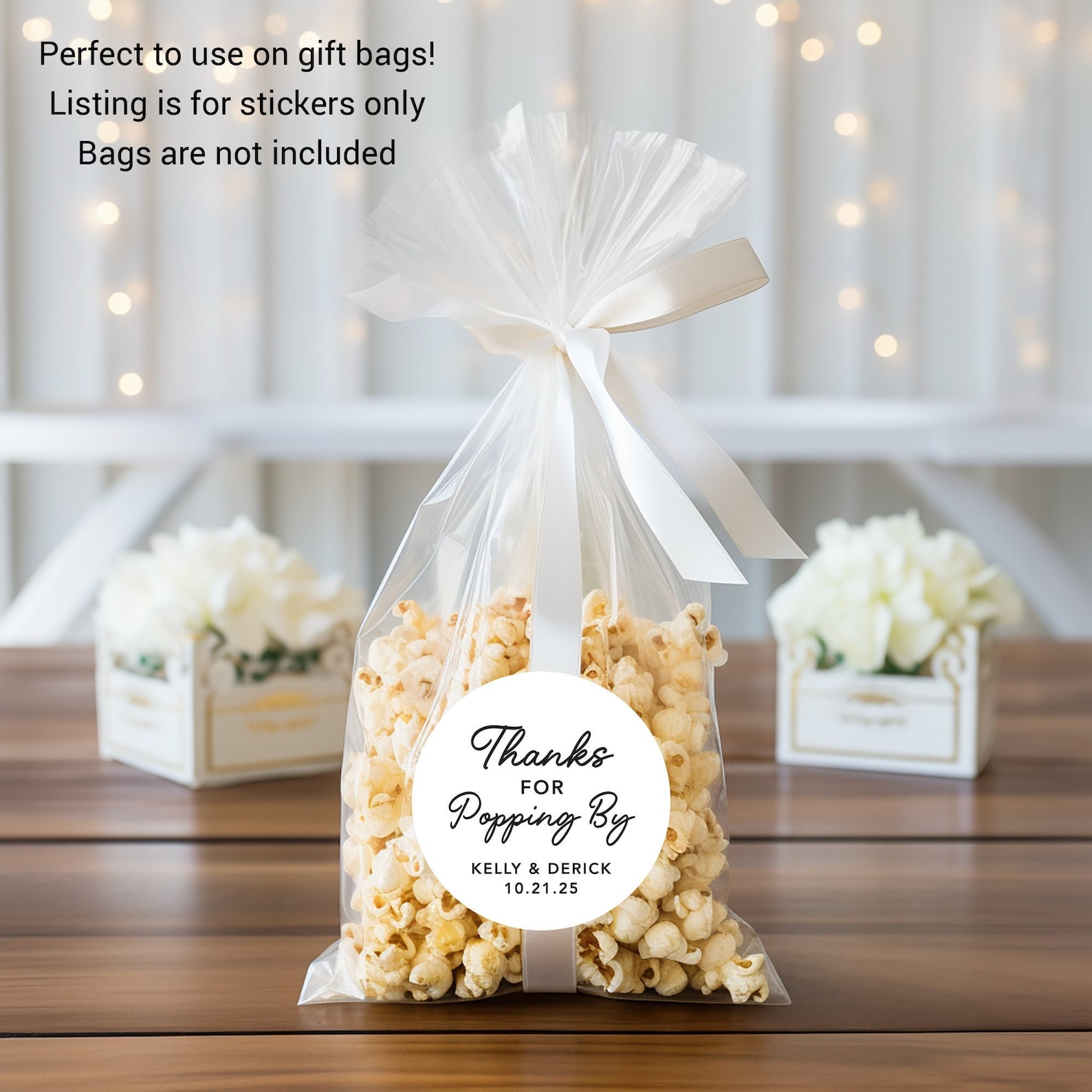 Modern Thanks for Popping by Stickers, Personalized Thank You Labels ...