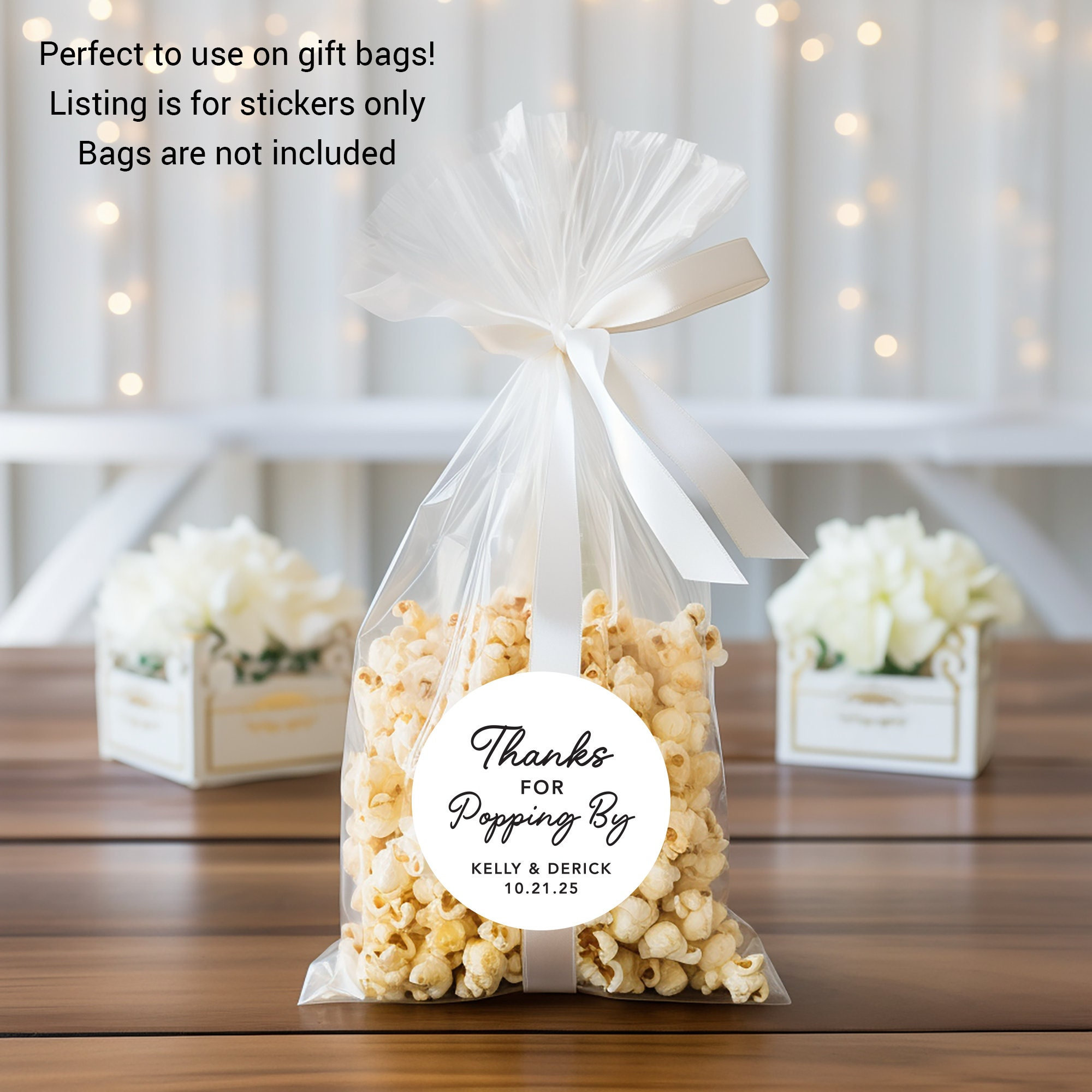 Modern Thanks for Popping by Stickers, Personalized Thank You Labels ...