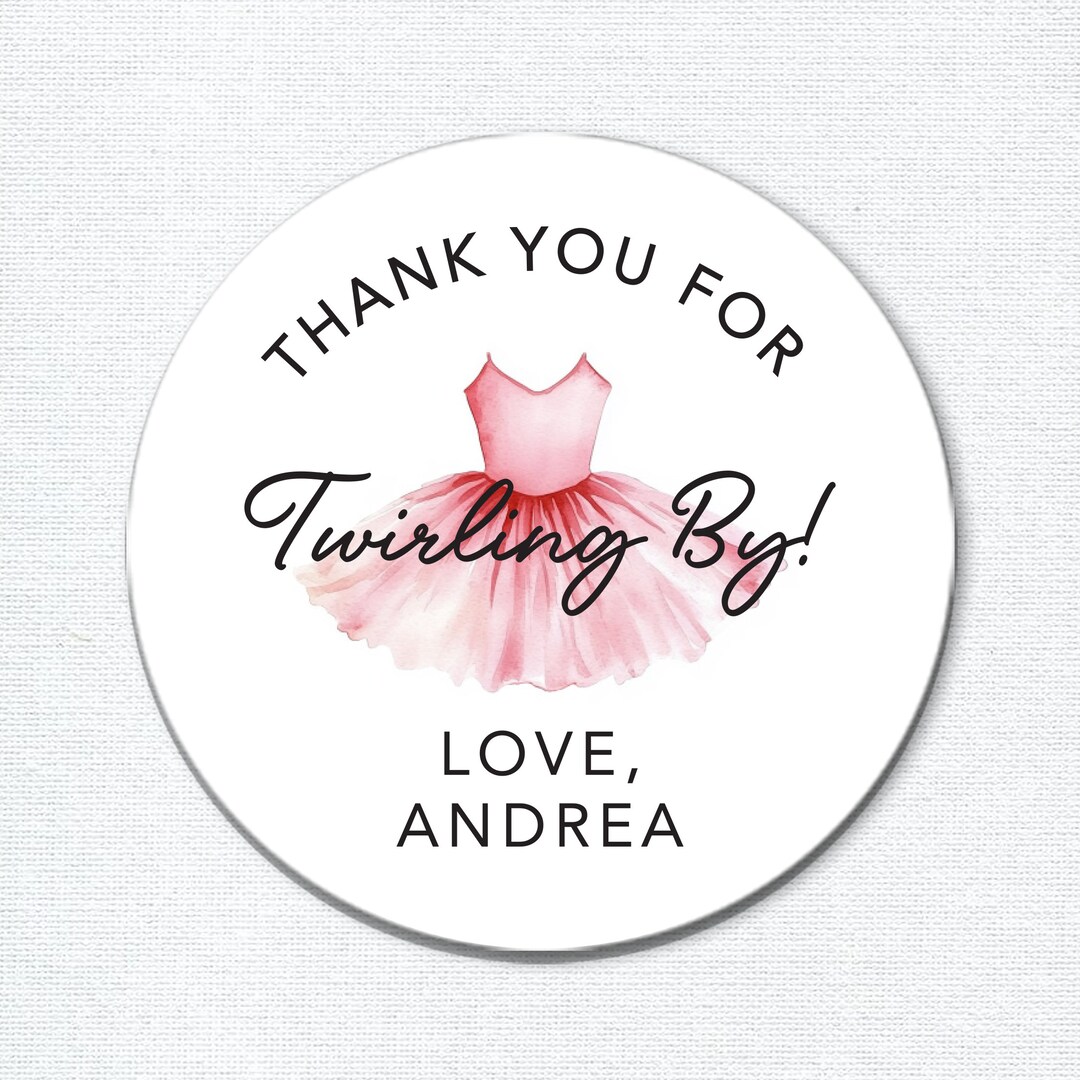 Personalized Pink Ballerina Tutu Stickers, Custom Thank You Labels ...