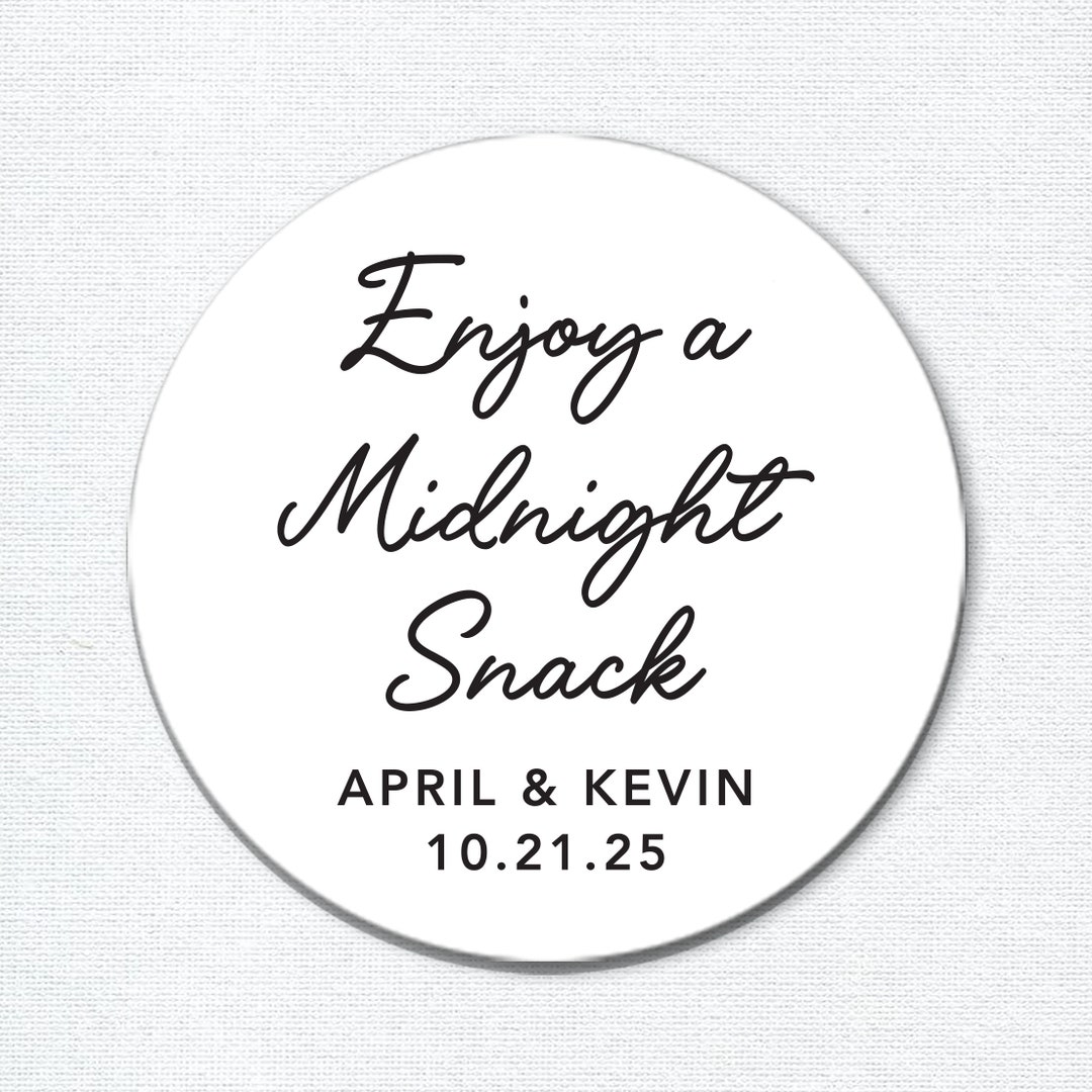 Enjoy a Midnight Snack Stickers, Candy Favors or Popcorn Treat Bag ...
