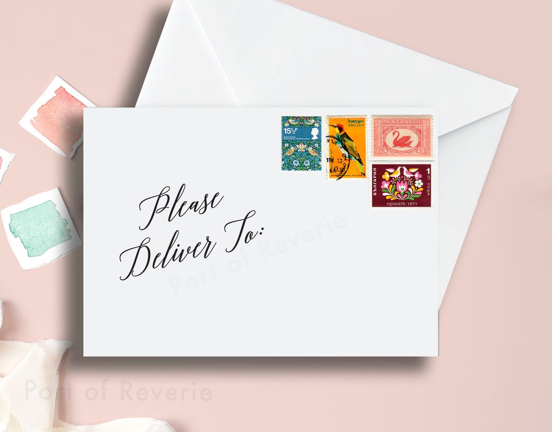 Calligraphy Please Deliver to Stamp, Envelope Stamp, Addressing Stamp ...