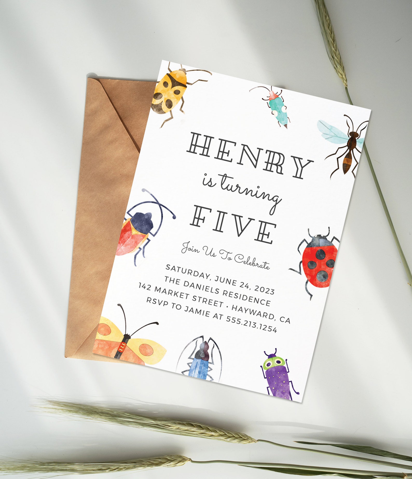 Bug Birthday Party Invitation Template, Insect Birthday Party Editable ...