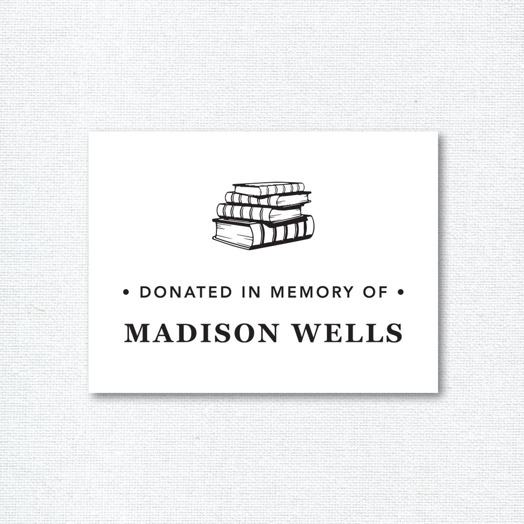 Donation Memorial Bookplate, in Loving Memory of Stickers, Personalized ...