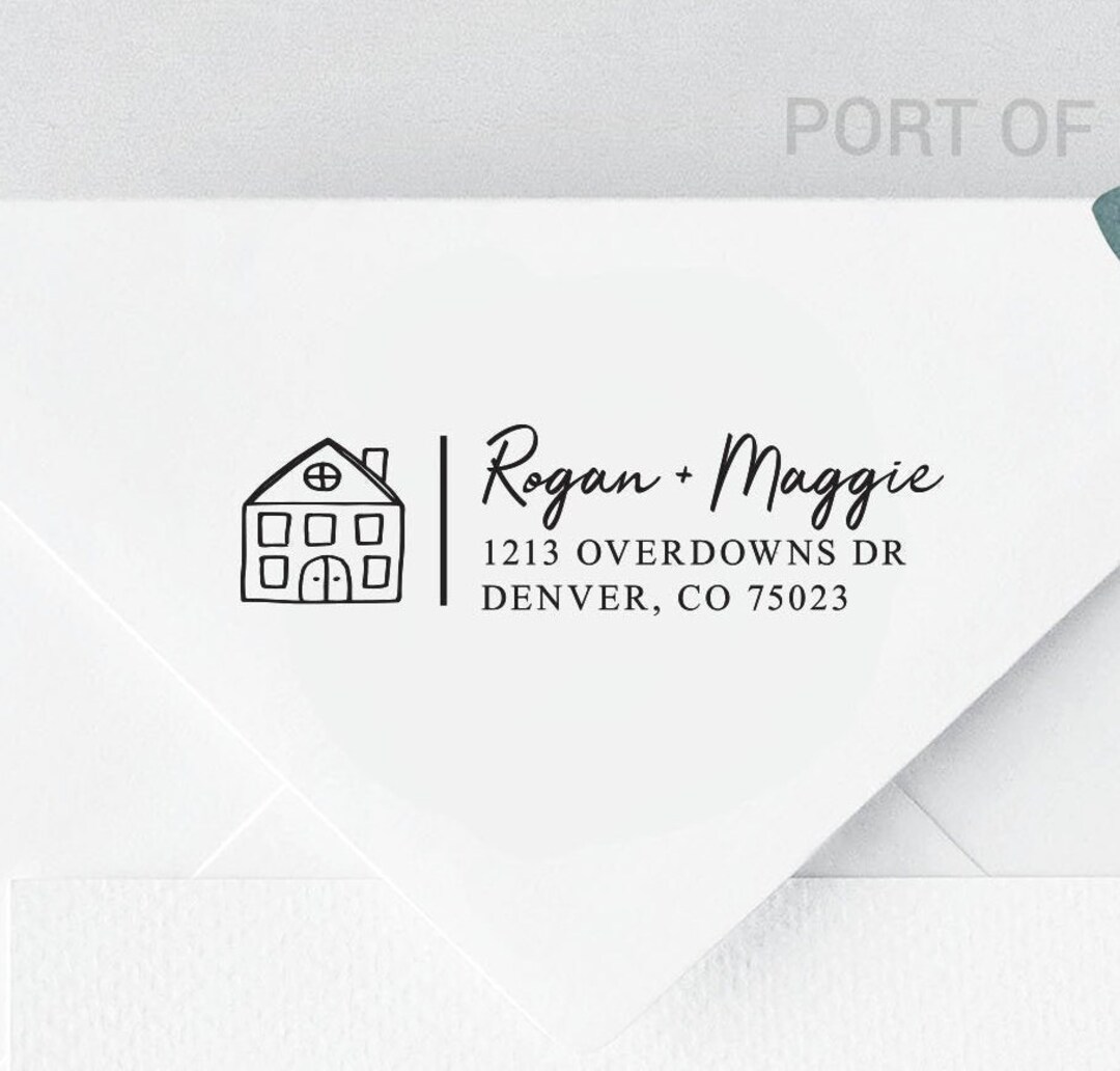 Little House Address Stamp, Self Inking Stamp or Wooden Rubber Stamp ...