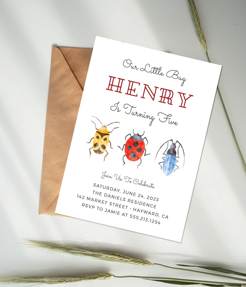 Bug Birthday Party Invitation Template Insect Birthday Party - Etsy
