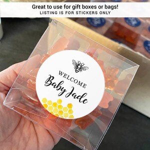 Bee Baby Favor Stickers, Welcome Labels, Honey Jar Favor Stickers or ...