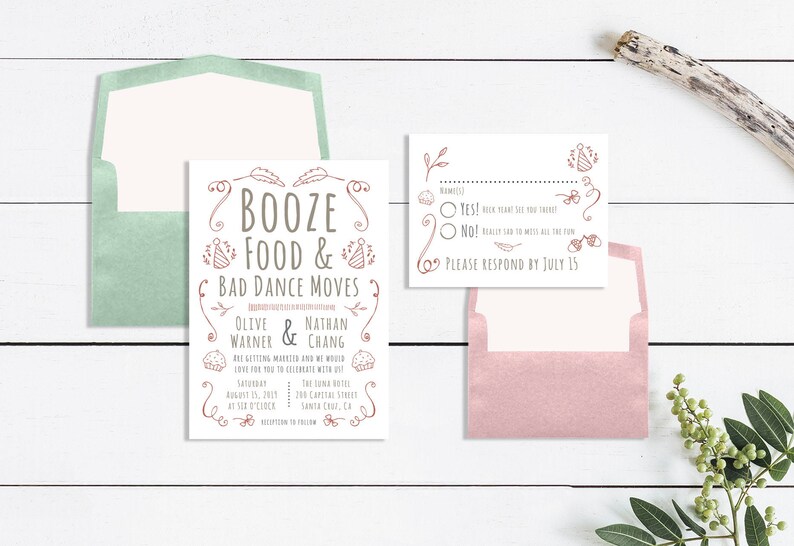 Fun Wedding Invitations Funny Wedding Invitations RSVP Card | Etsy