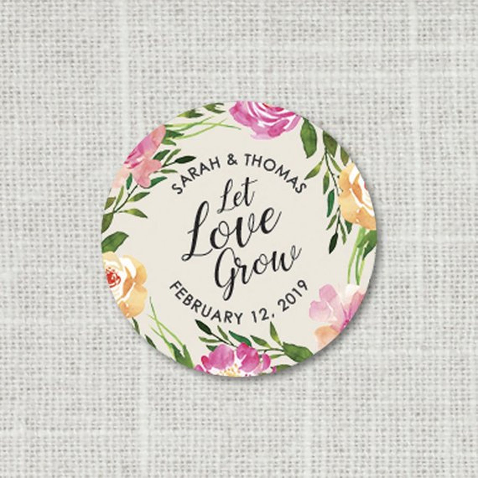 Let Love Grow Stickers, Floral Stickers, Wedding Favor Stickers ...