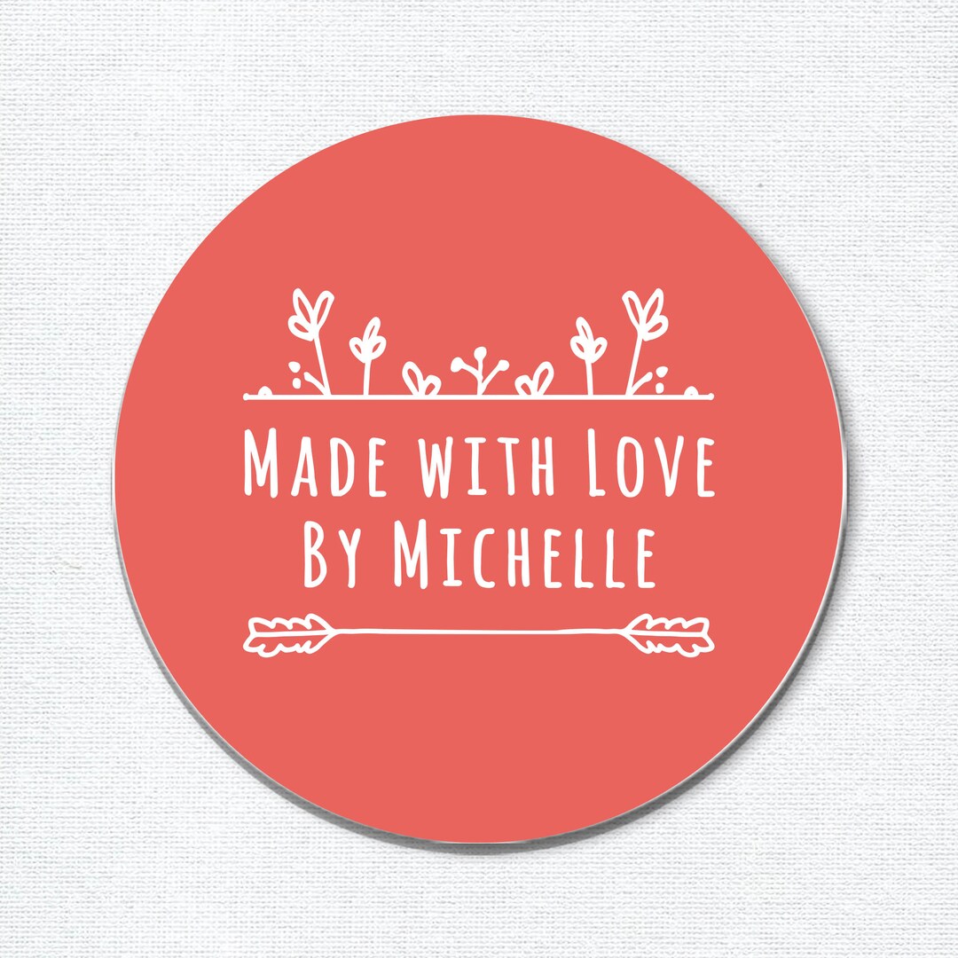 Custom Made With Love Stickers, Handmade With Love, Custom Gift ...