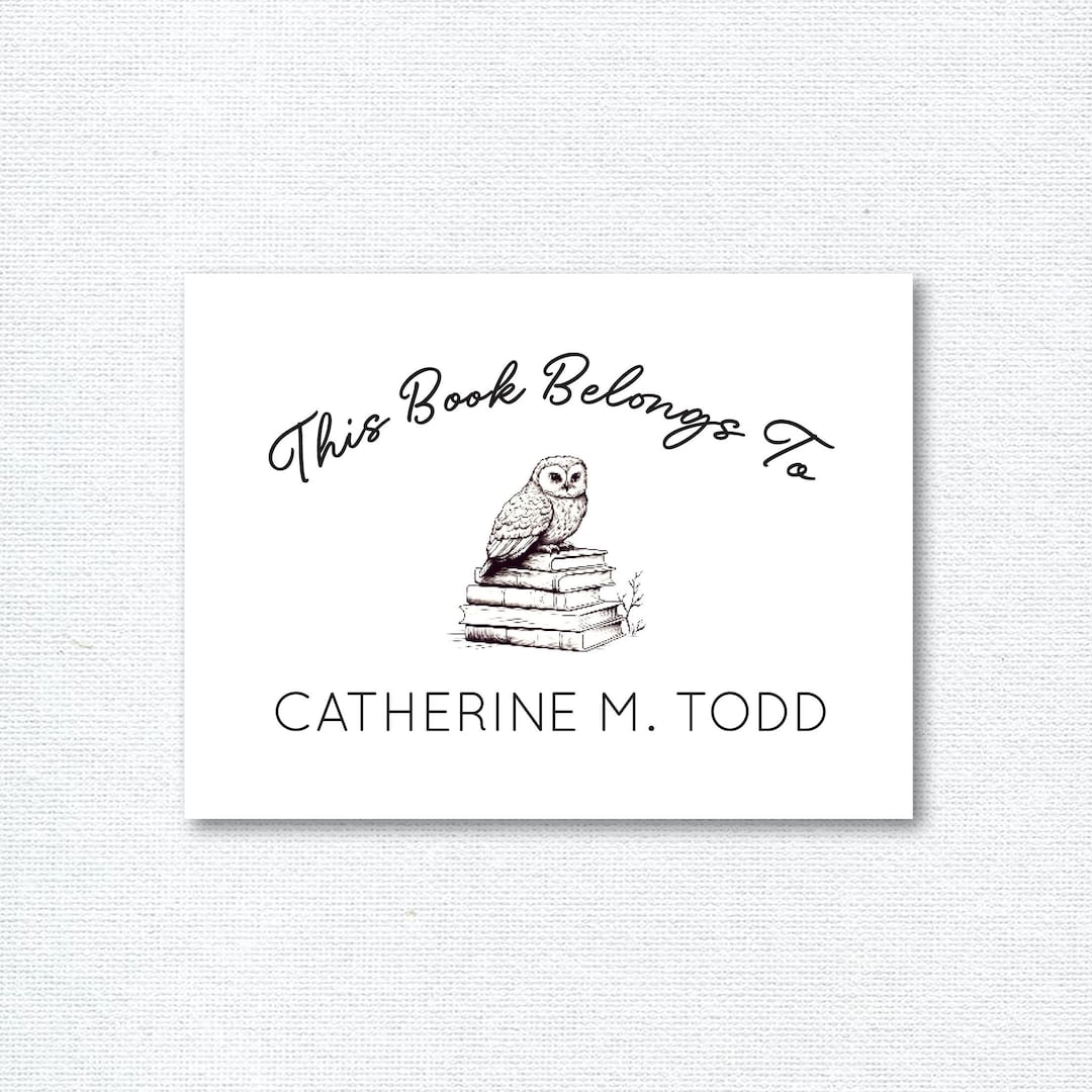 Custom Bookplates With Owl and Books, Personalized Library Stickers ...