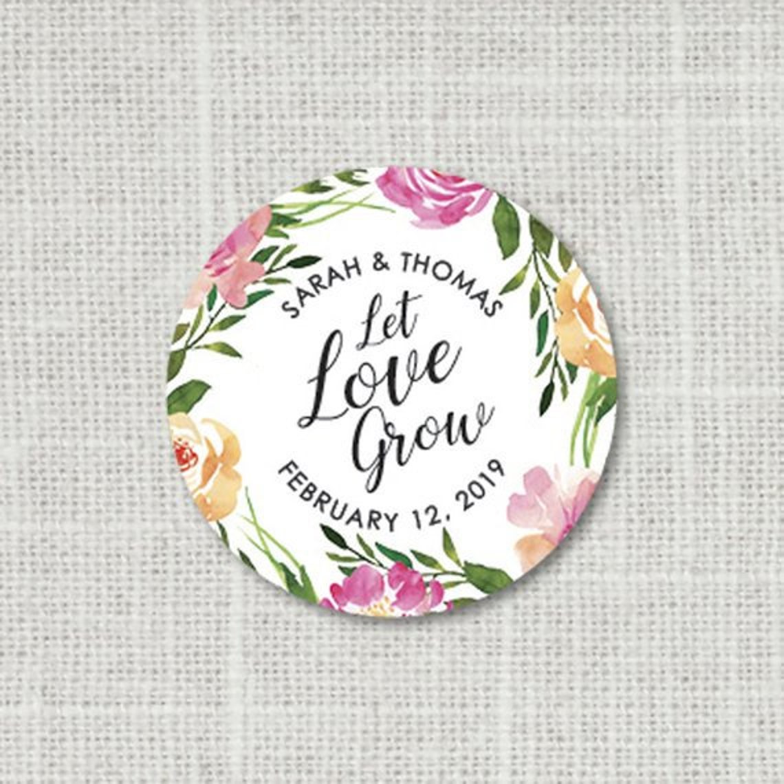 Let Love Grow Stickers Floral Stickers Wedding Favor | Etsy