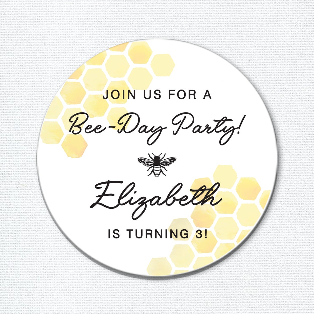 Custom Birthday Stickers for Bee Party, Favor Stickers for Small Honey ...