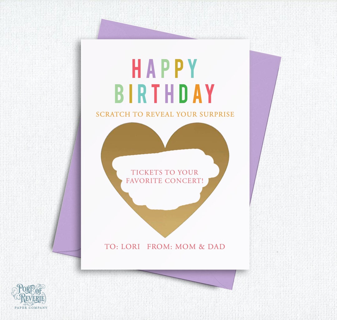Scratch off Birthday Card, Surprise Reveal Birthday Gift Card With ...