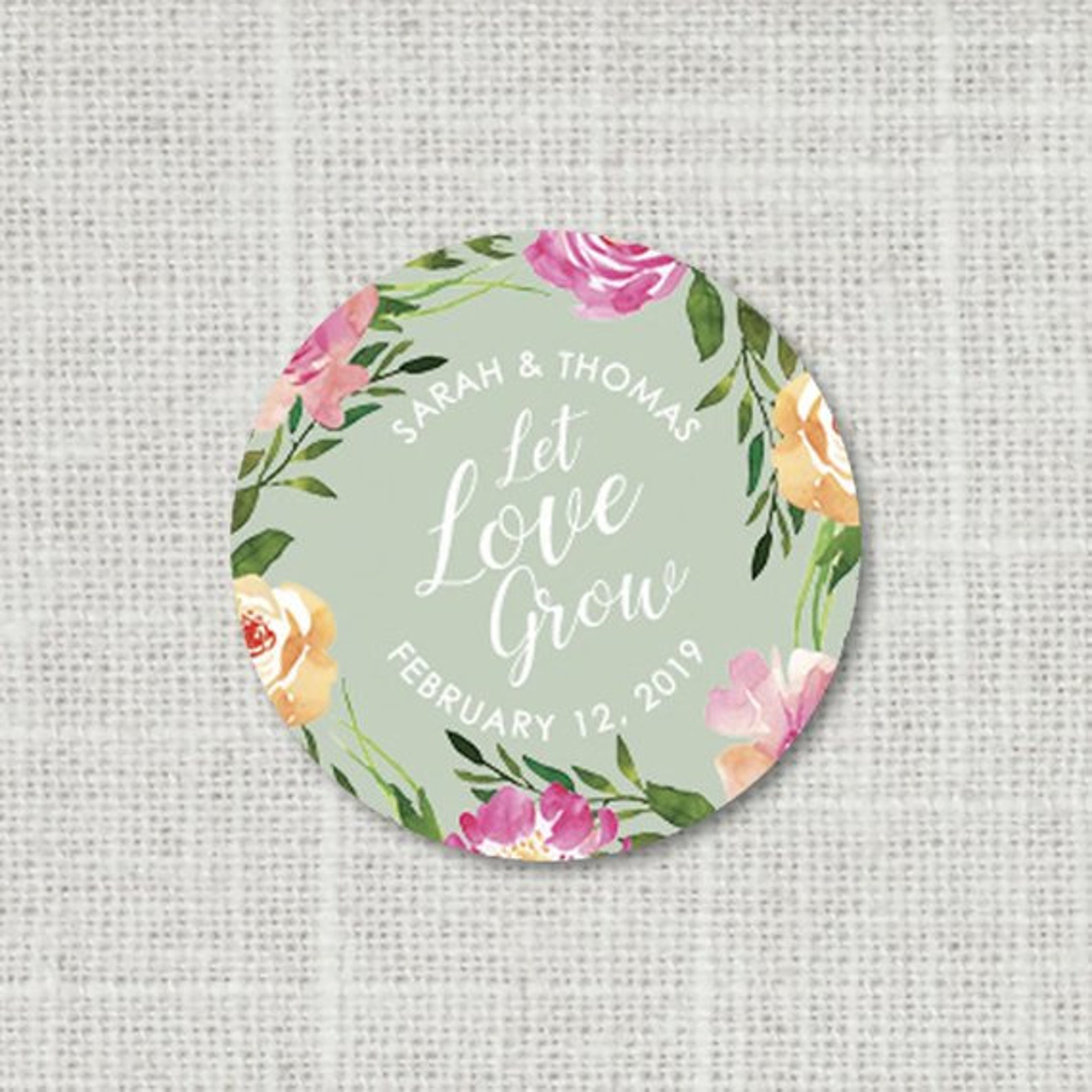Let Love Grow Stickers Floral Stickers Wedding Favor | Etsy