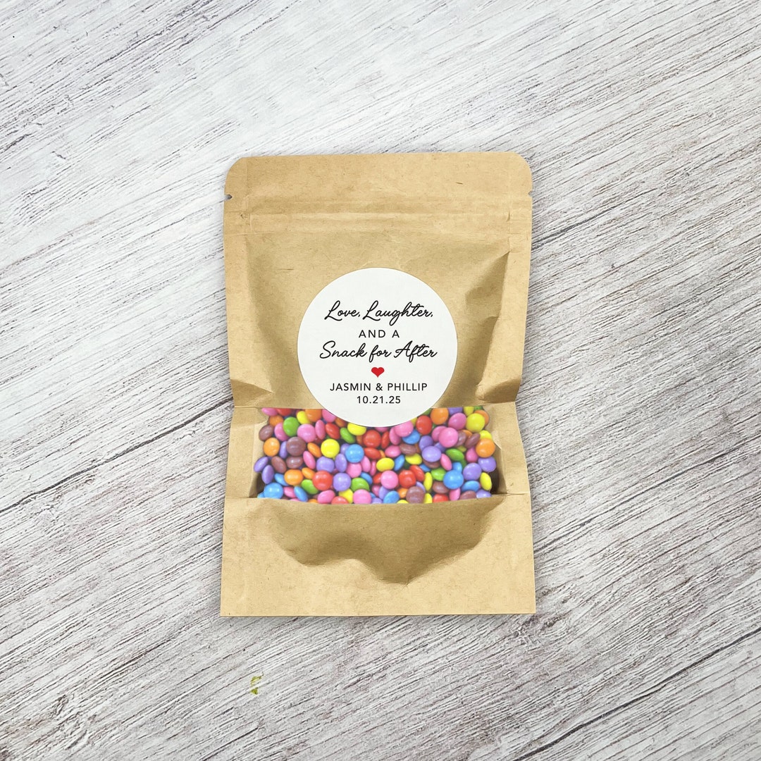 Custom Candy Bags, Love Laughter and a Snack for After, Set of 15 Favor Pouch, Treat Bags for ...
