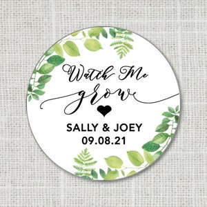 Watch Me Grow Stickers, Greenery Wedding Favor Stickers, Succulent ...