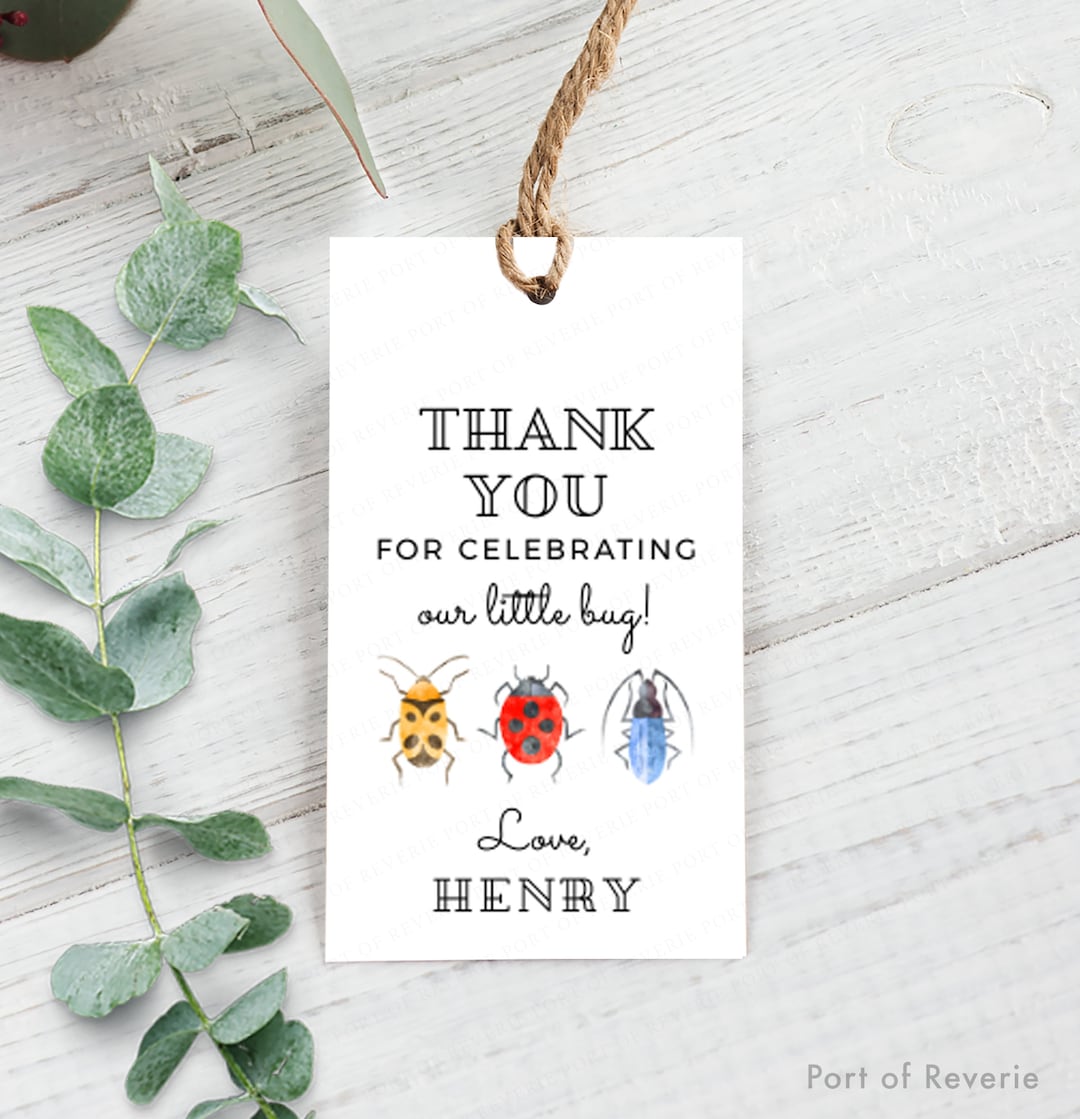 Bug Thank You Tags, Insect Party Editable Tags Instant Download ...