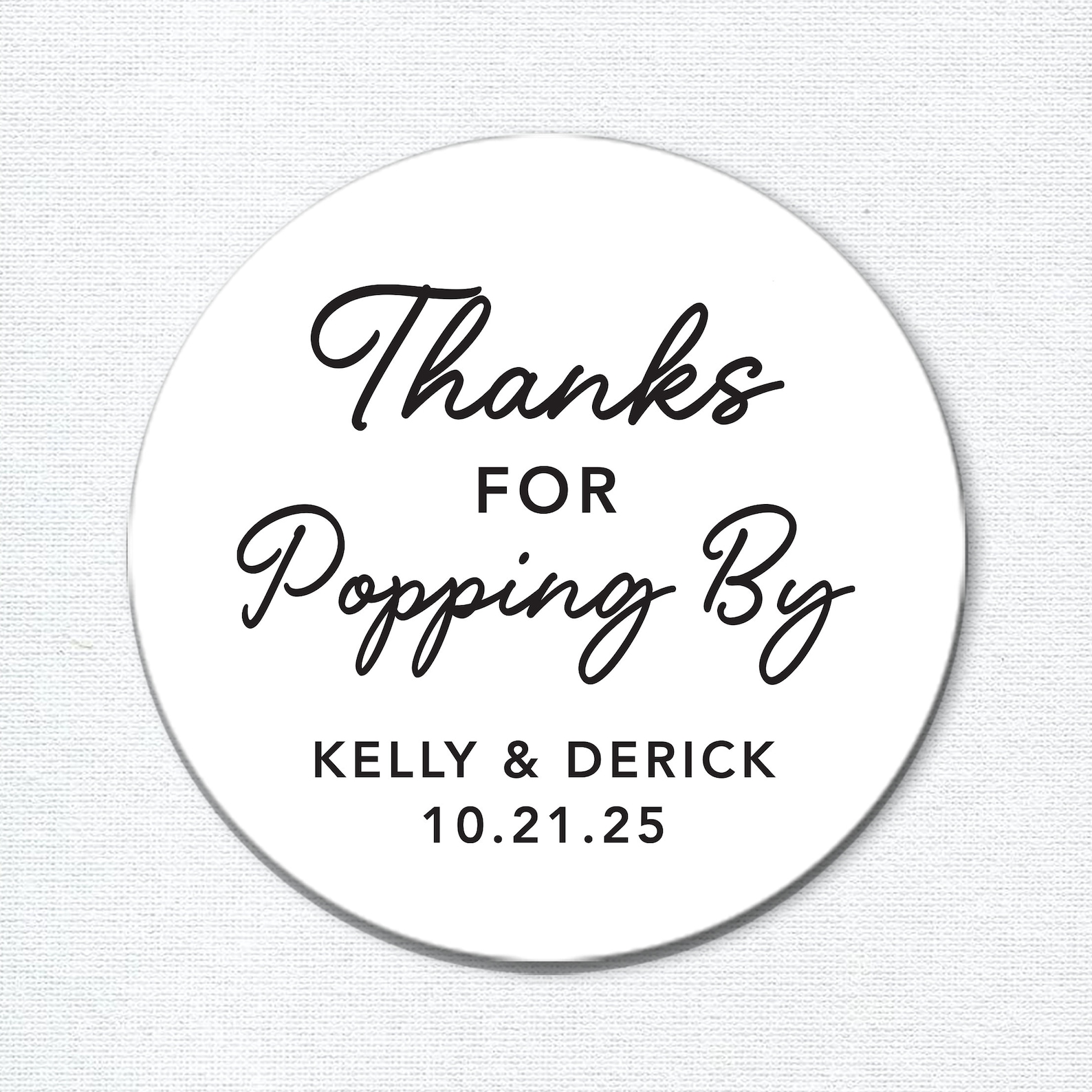 Modern Thanks for Popping by Stickers, Personalized Thank You Labels ...
