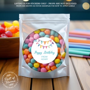 Happy Birthday Favor Stickers With Banner, Girls or Boys Birthday Gift ...