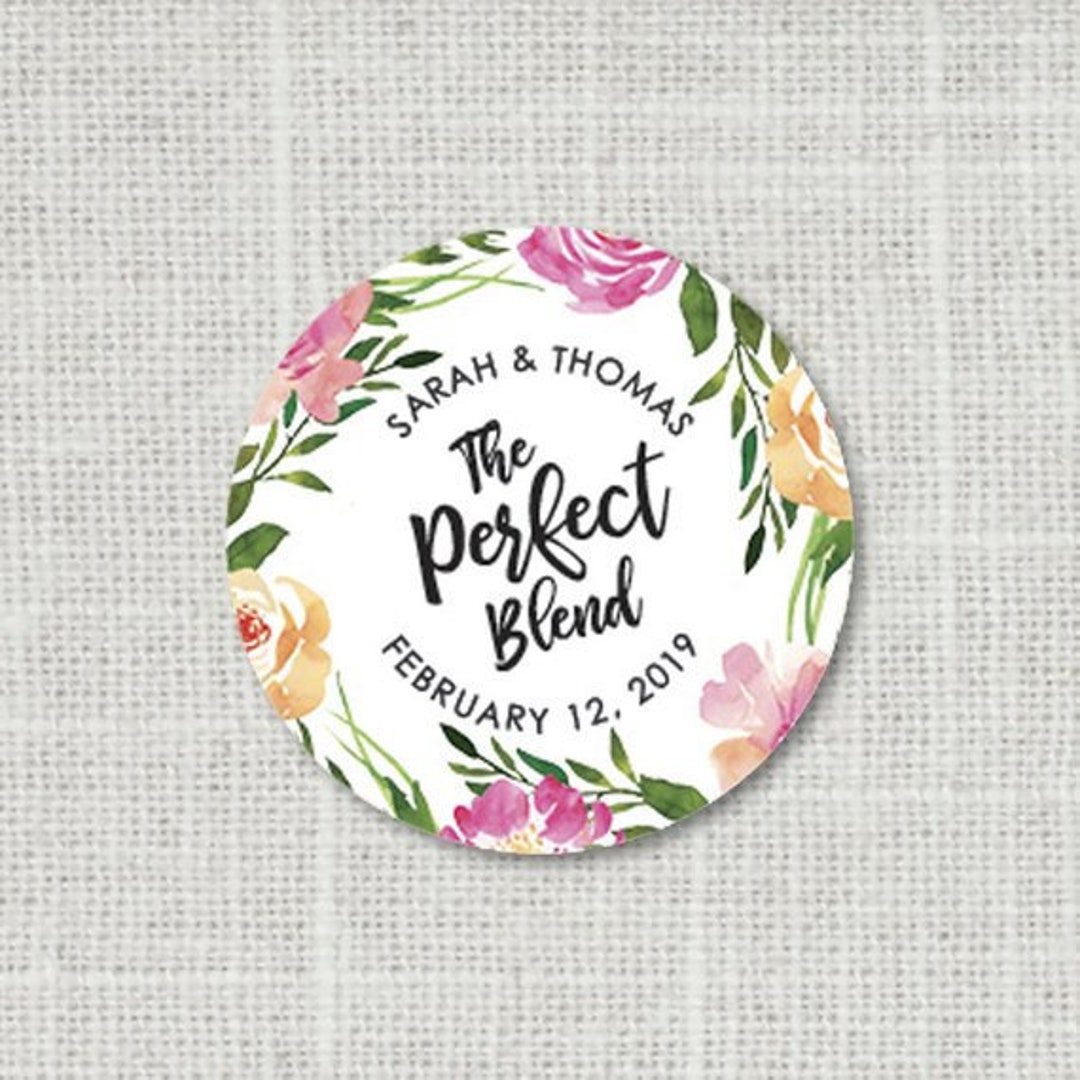 The Perfect Blend Stickers, Floral Bridal or Baby Shower Favor Stickers ...