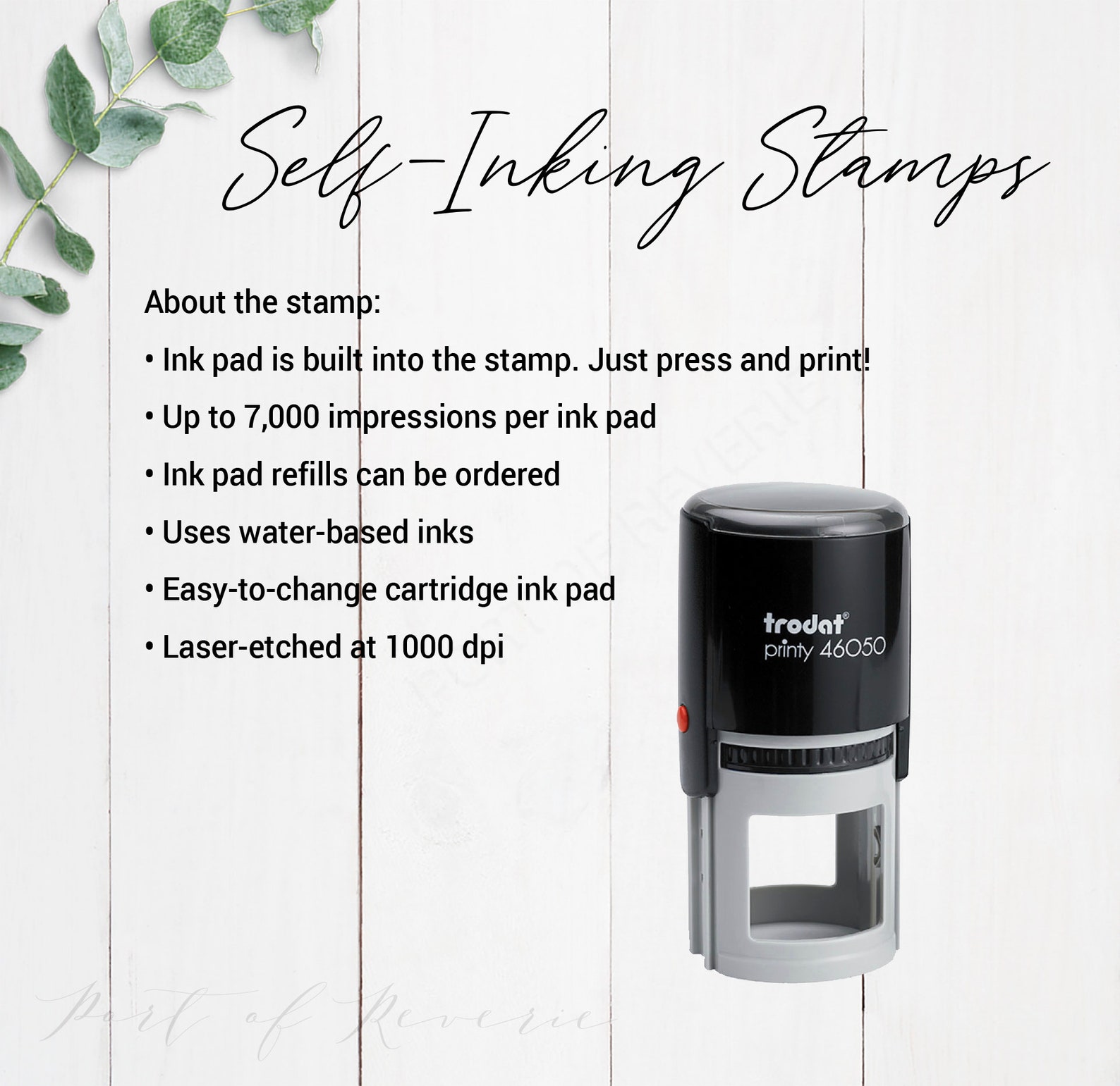 Greenery Address Stamp, Self Inking Stamp OR Wooden Rubber Stamp ...