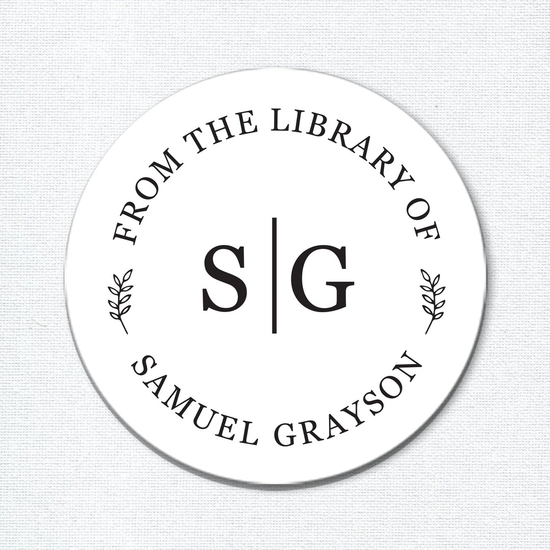 Personalized Bookplate Stickers, Custom Monogram Book Labels, From the ...