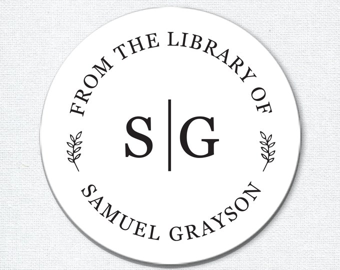 Personalized Bookplate Stickers, Custom Monogram Book Labels, From the ...