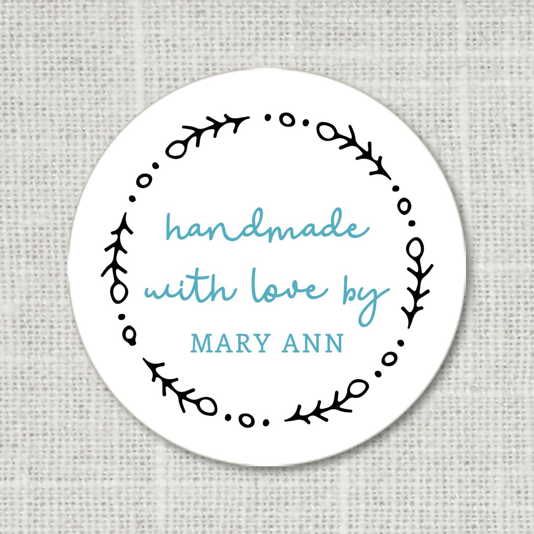 Handmade With Love Stickers, Custom Stickers, Made With Love Gift ...
