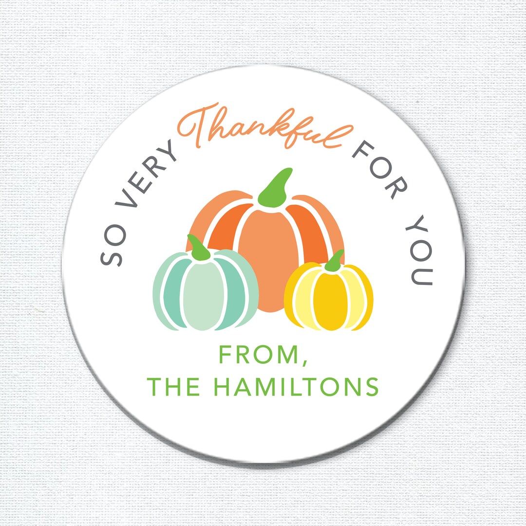 Custom Thanksgiving Stickers, Thankful for You Labels, Fall Pumpkin ...