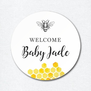 Bee Baby Favor Stickers, Welcome Labels, Honey Jar Favor Stickers or ...