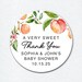 A Sweet Thank You Peach Baby Shower Stickers, Custom Party Favor Labels ...