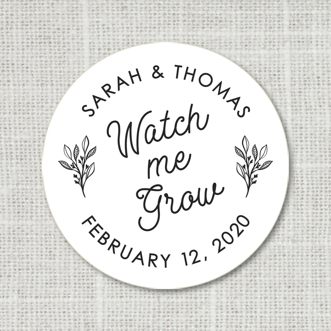 Watch Me Grow Stickers, Greenery Wedding Favor Stickers, Succulent ...