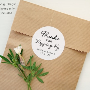 Modern Thanks for Popping by Stickers, Personalized Thank You Labels ...