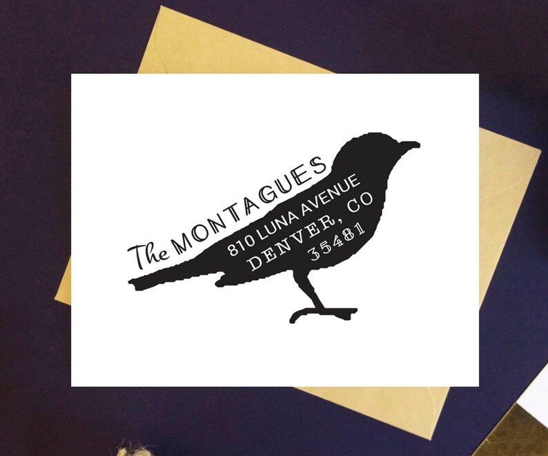 Bird Address Stamp Self Inking or Wooden Rubber Stamp Custom | Etsy