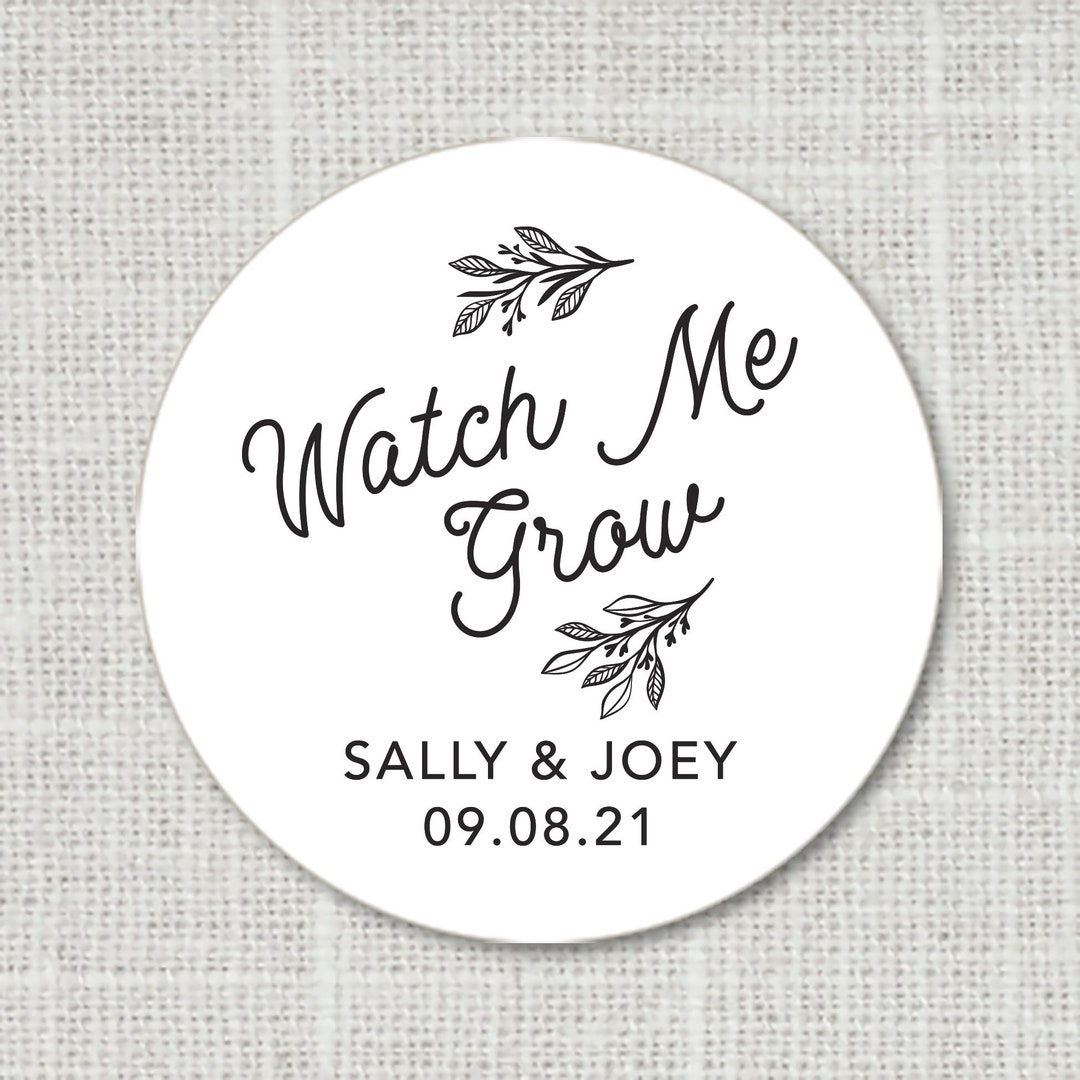 Watch Me Grow Stickers, Greenery Wedding Favor Stickers, Succulent ...