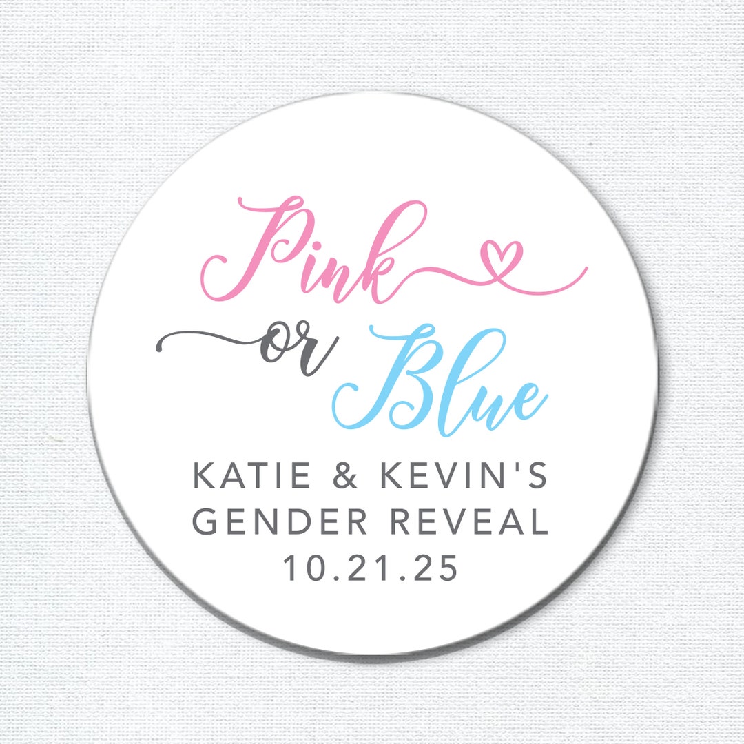 Pink or Blue Baby Shower Favor Stickers for Gender Reveal , Custom He ...