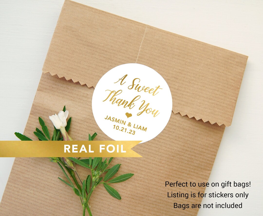 Gold Foiled A Sweet Thank You Stickers Stickers, Welcome Favor Stickers ...