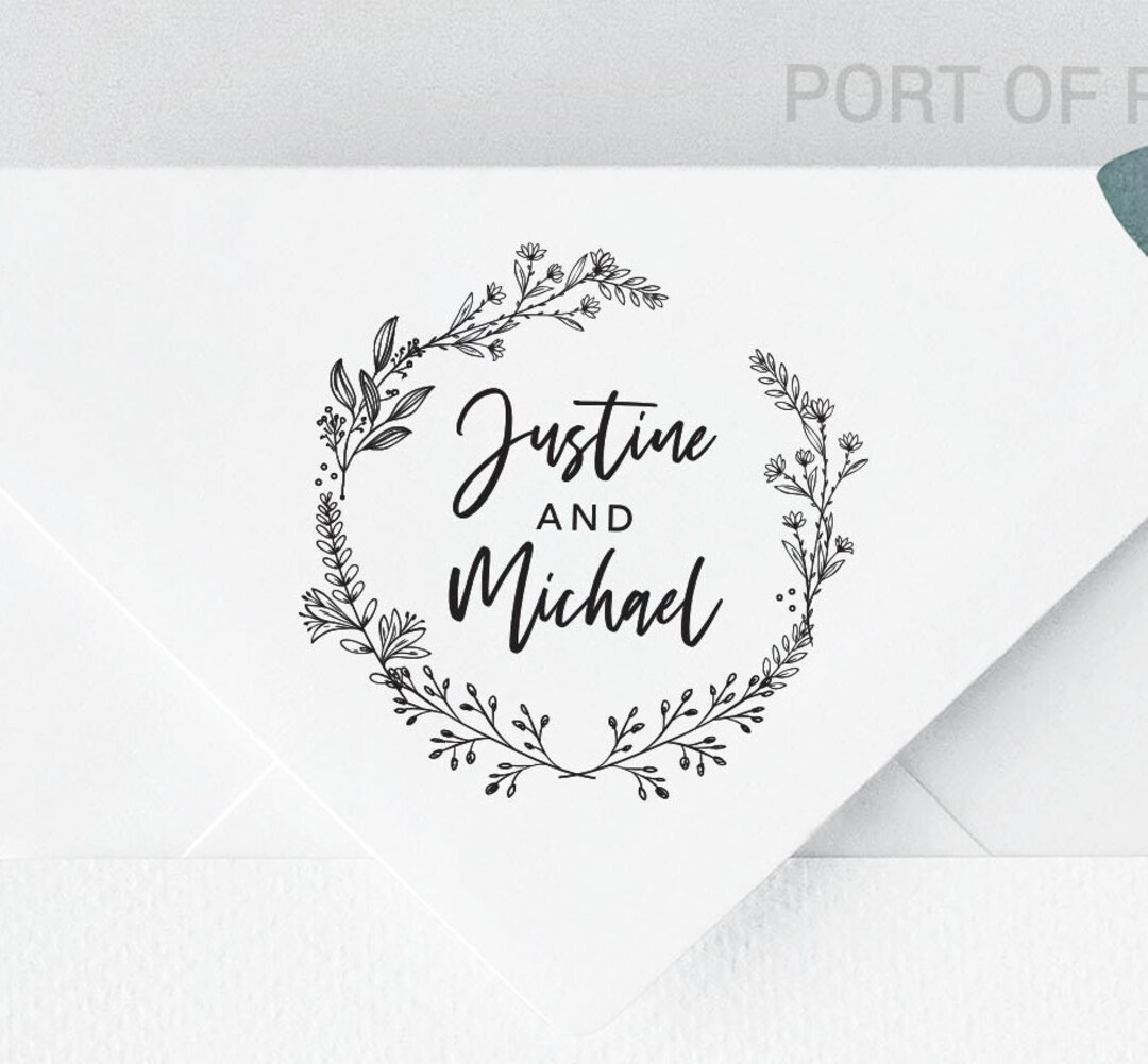 Custom Wedding Stamp With Calligraphy, Couple Name Stamp for Envelopes ...