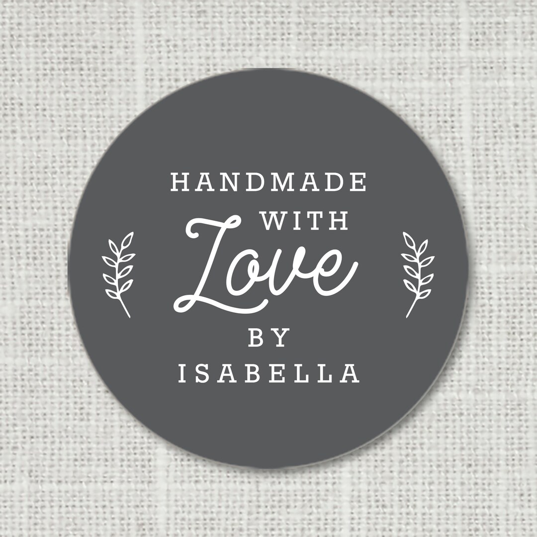 Custom Handmade With Love Stickers, Handmade Stickers, Made With Love ...