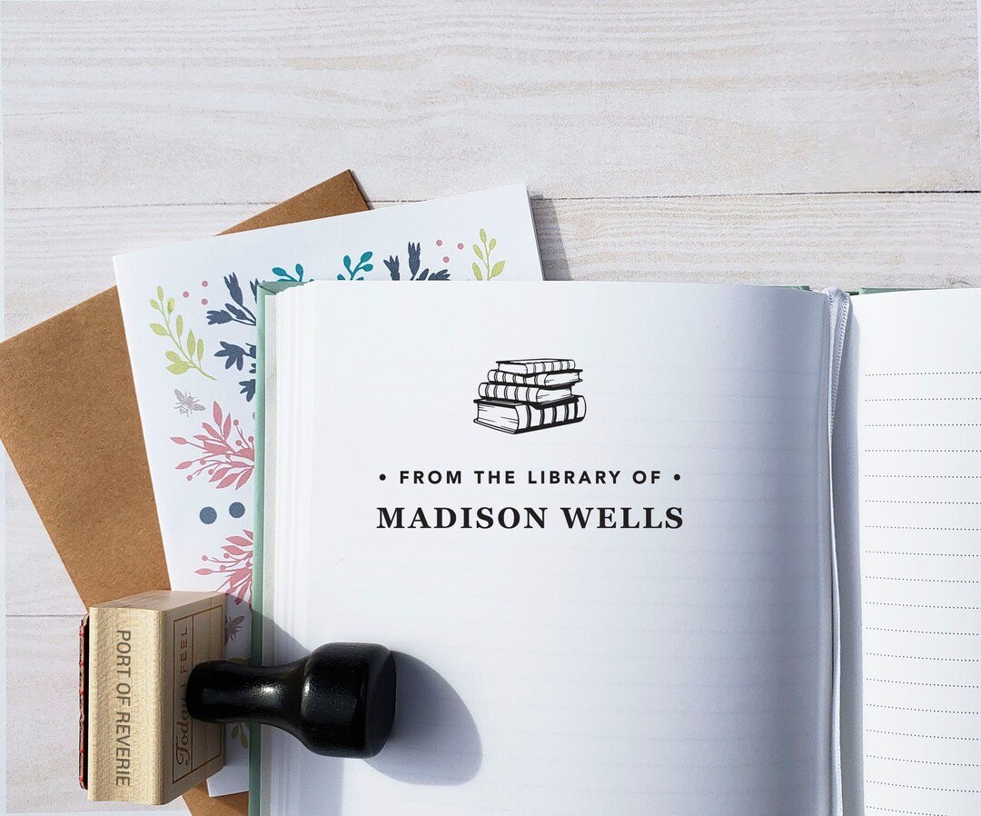 Personalized Library Stamp, Custom Bookplate Stamp, Ex Libris Teacher ...
