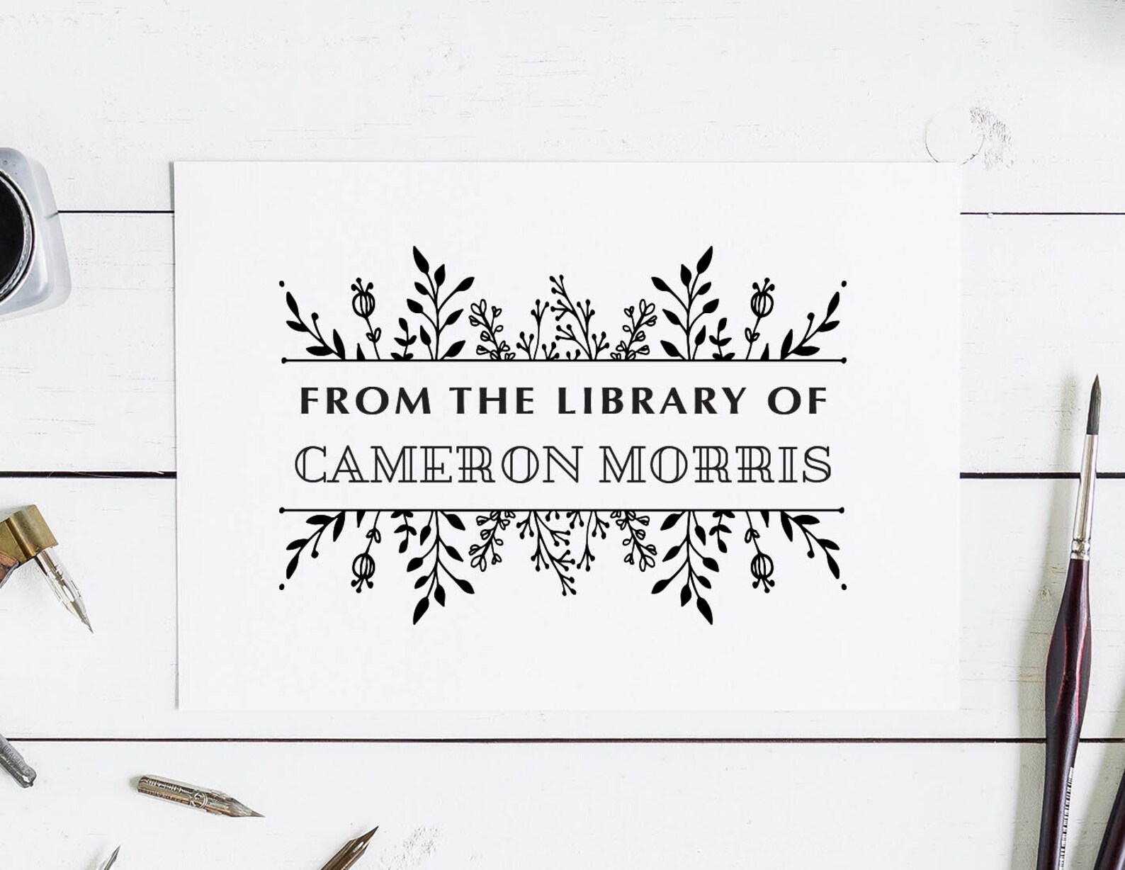 Library Stamp Bookplate Custom From the Library of Stamp - Etsy
