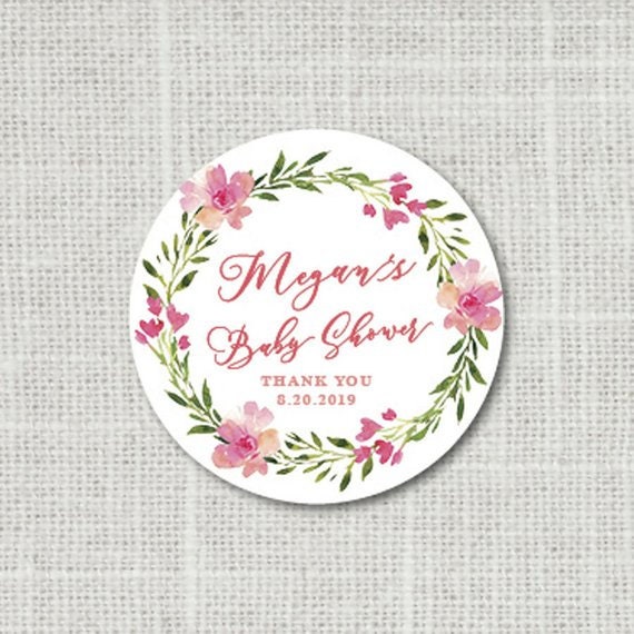 Pink Floral Baby Shower Stickers Baby Shower Favor Stickers | Etsy