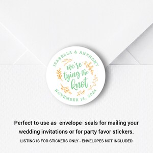 We're Tying the Knot Stickers, Wedding Favor Stickers, Floral Wedding ...