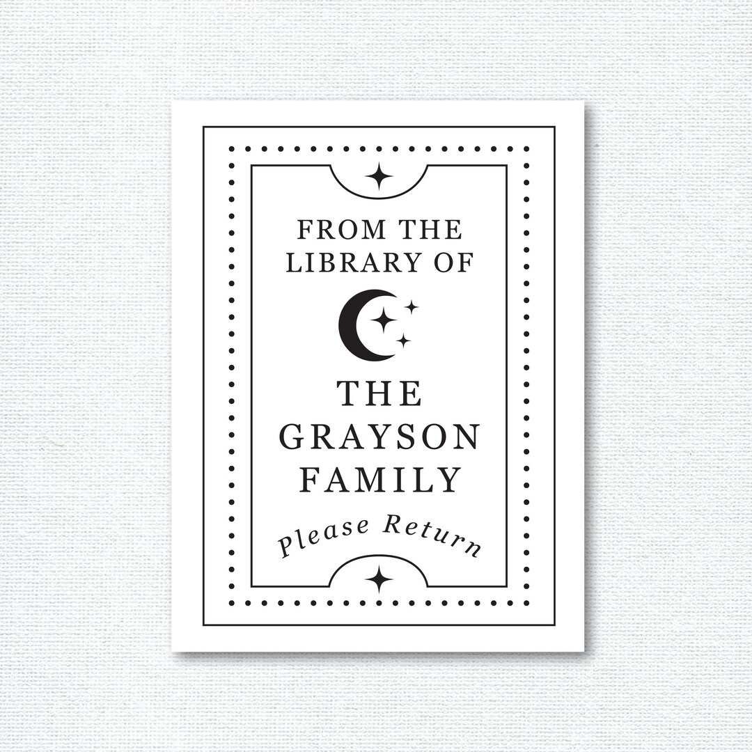 Moon and Stars Book Labels, Custom Library Stickers for Children or ...