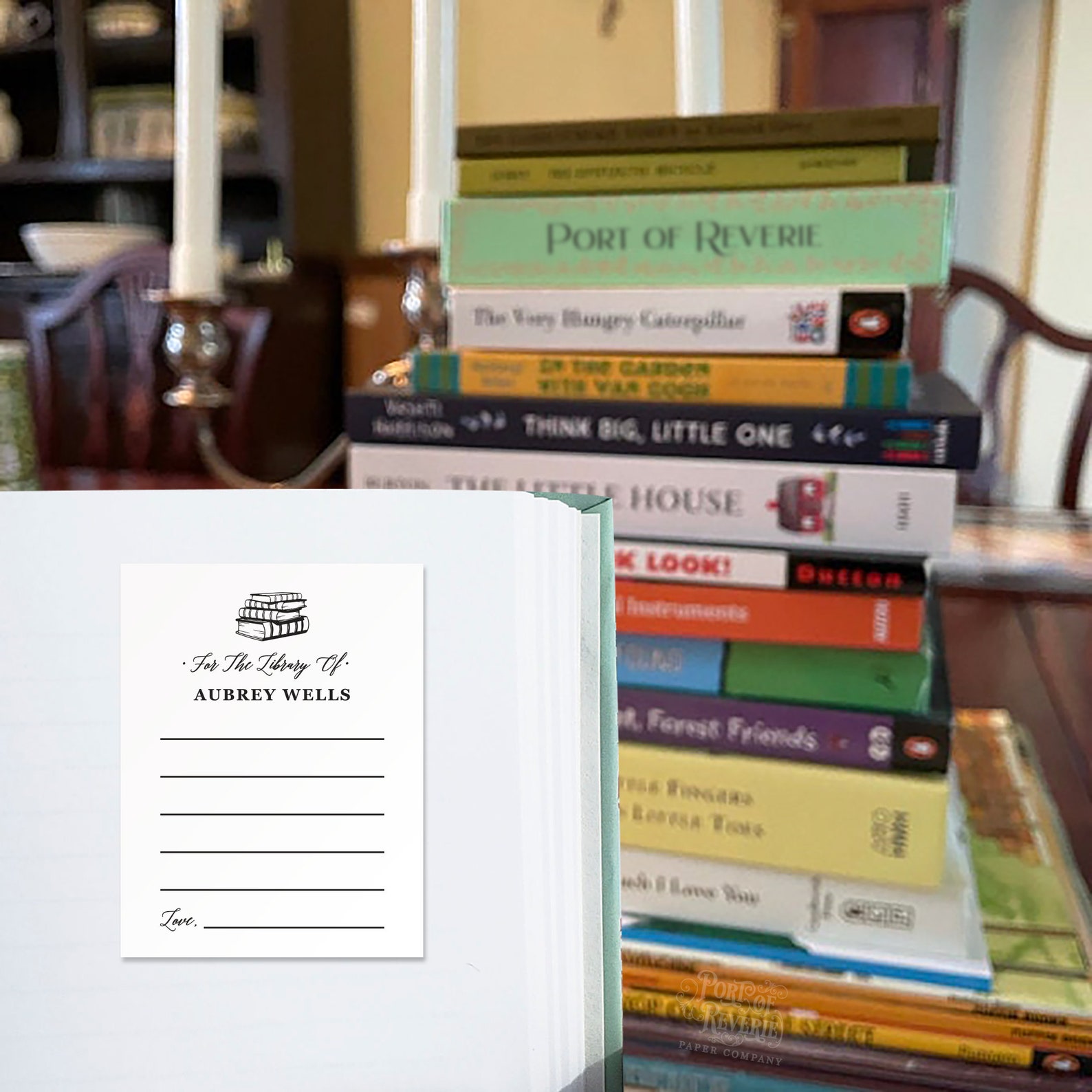 Personalized Bookplate Stickers With Books, Set of 8 Custom for the ...