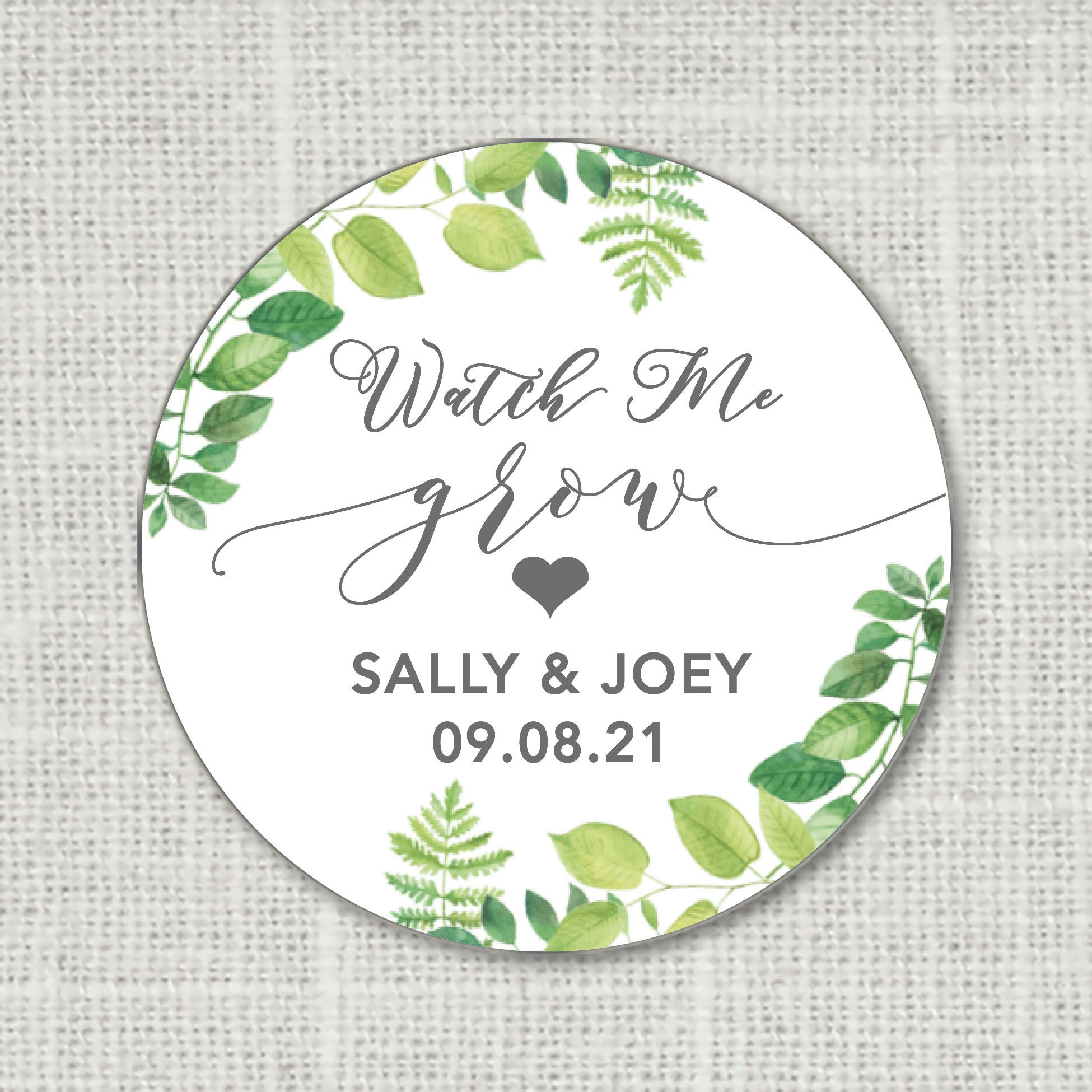Watch Me Grow Stickers, Greenery Wedding Favor Stickers, Succulent ...