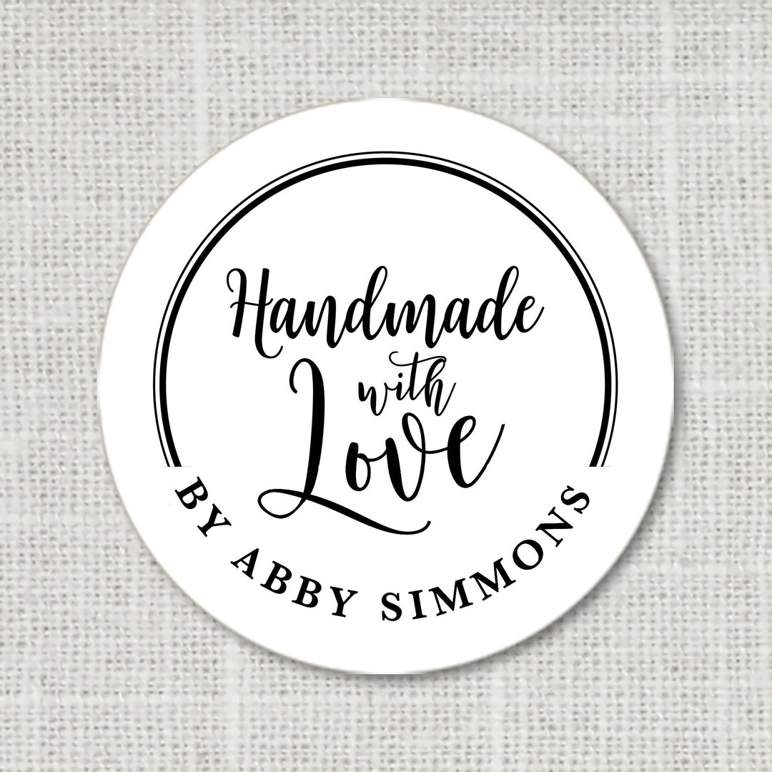 Custom Handmade With Love Stickers, Handmade Stickers, Made With Love ...