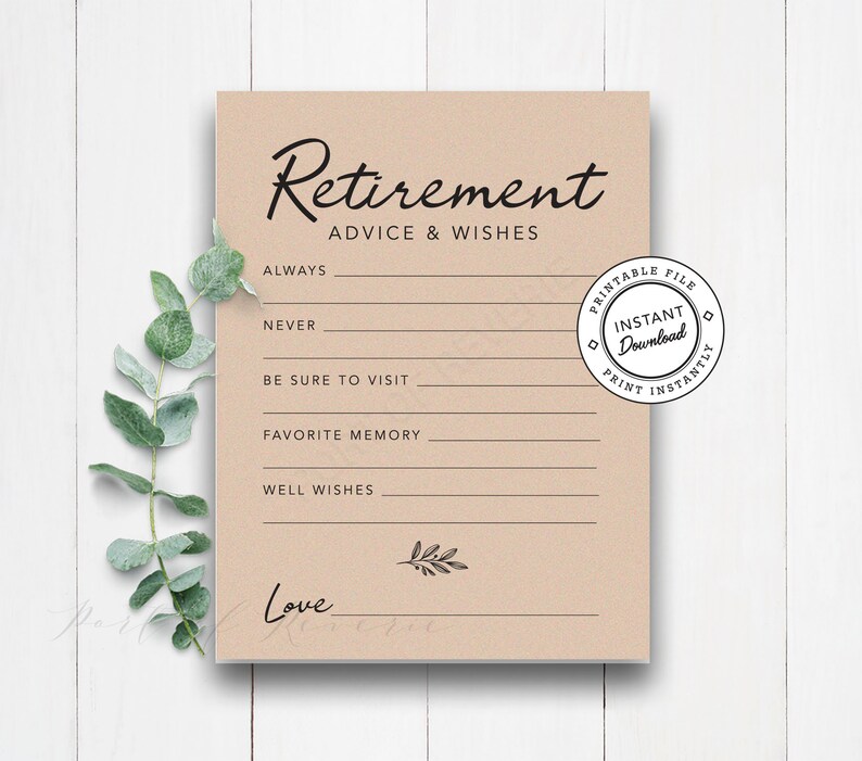 Retirement Advice and Wishes, Retirement Party Game, INSTANT DOWNLOAD ...