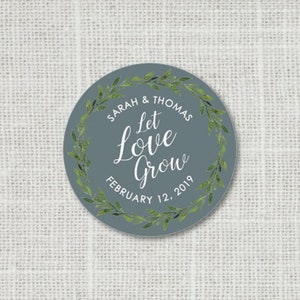 Let Love Grow Stickers, Greenery Favor Stickers, Custom Wedding Labels ...