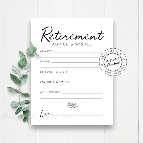 Retirement Advice and Wishes Card Retirement Party Game Idea - Etsy